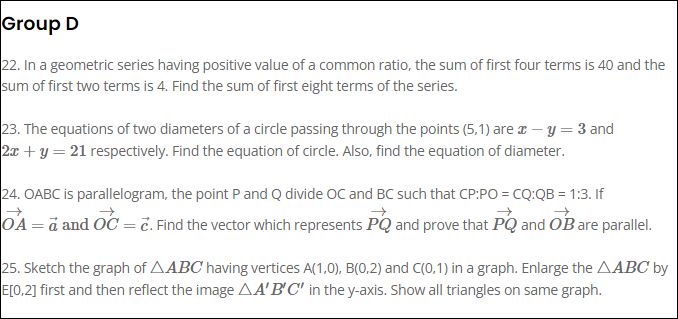 SEE Opt-Maths (2079) Model Questions With AnswerSheet - M S G