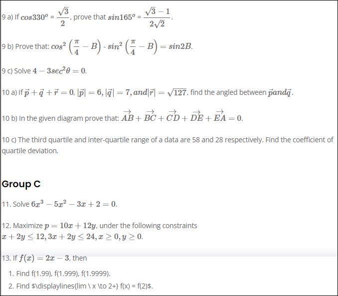 SEE OPT Maths Exam Papers 2078 2079 With AnswerSheet